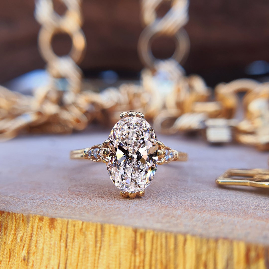 Vintage 2.75Ctw Moissanite für immer klassischer ovaler Verlobungsring ...