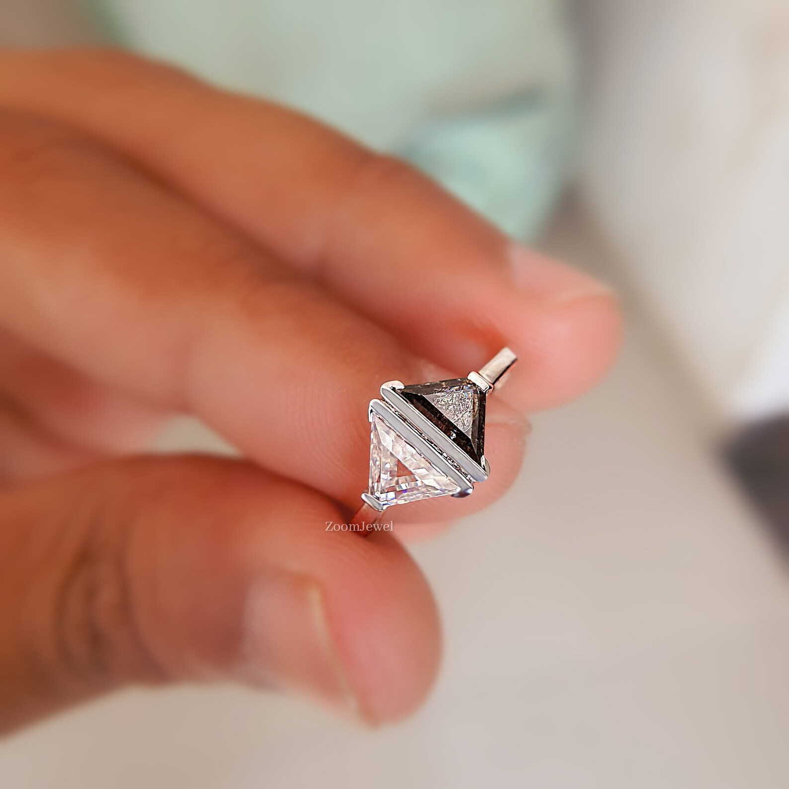 Antique Salt and Pepper Ring, Two Stone Engagement Ring, Toi Et Moi ...