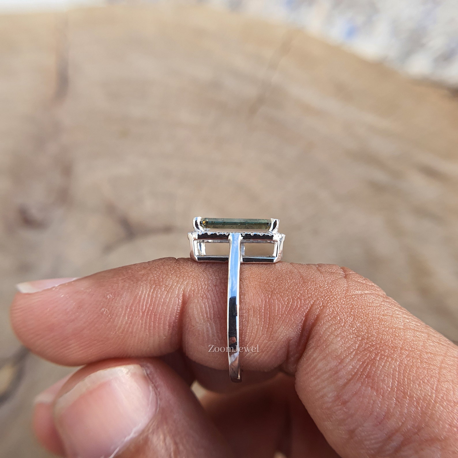 Antique Salt Anniversary Ring| Salt and Pepper Moissanite Ring| Flat ...