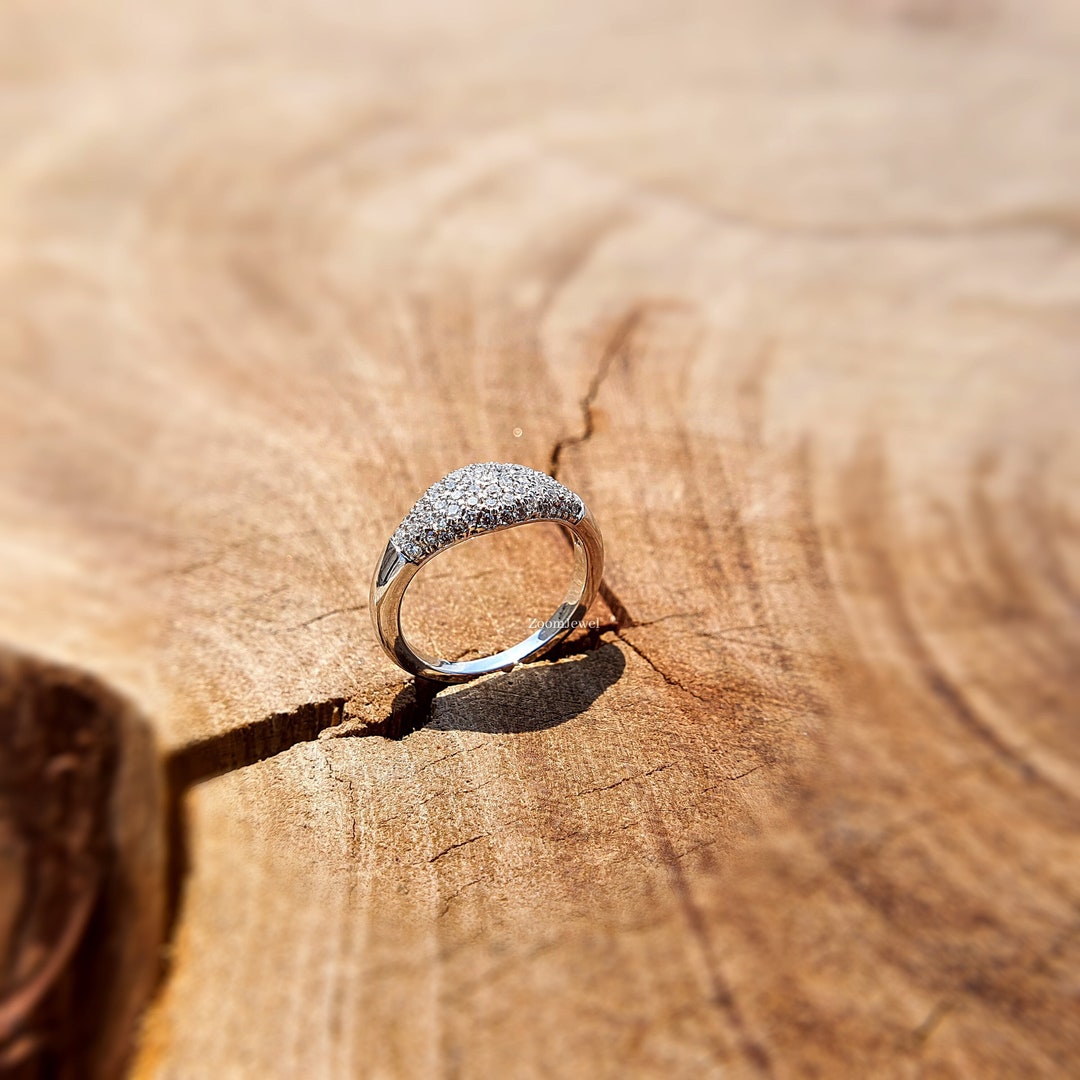 Pave Diamond Signet Ring| Minimalist Sparkling Ring| Pinky Ring| Skinny ...