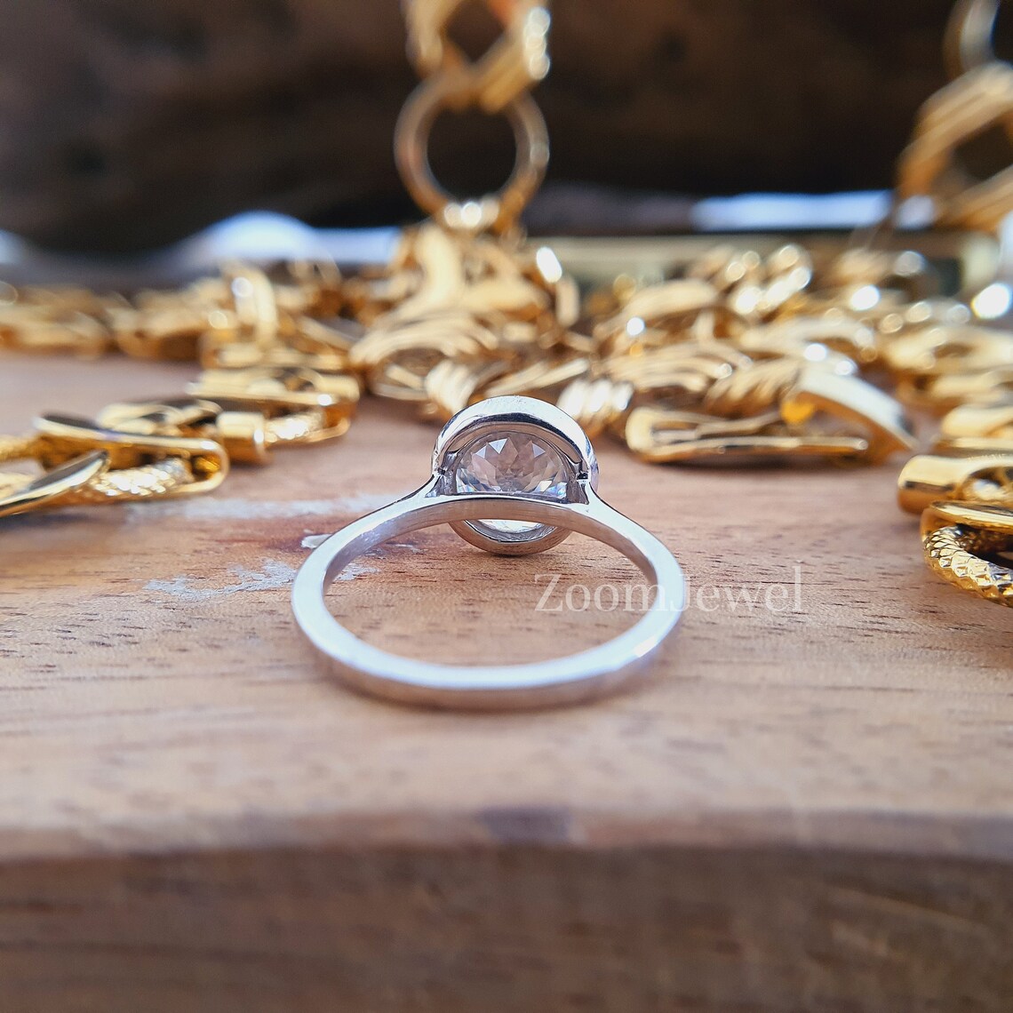 Cathedral Bezel set Engagement Ring Sparkling with Classic | Etsy