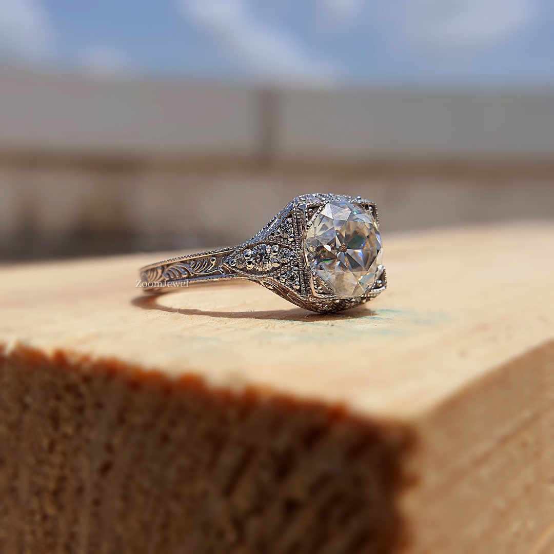 Retro Diamond Ring, Vintage Style Edwardian Ring, Art Nouveau Old ...
