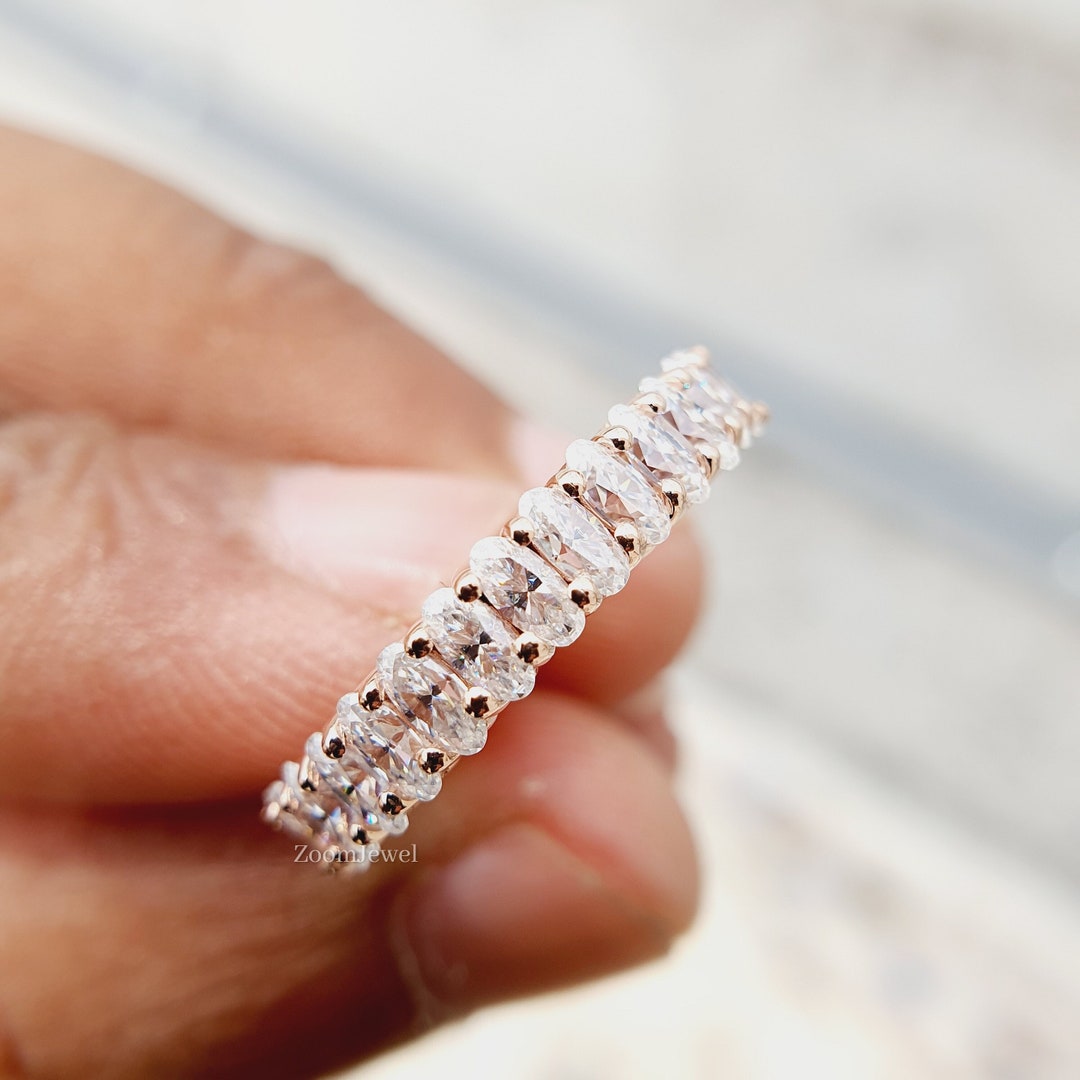 Elongated Oval Cut Rose Gold Band| Oval Eternity Band| Oval Wedding ...