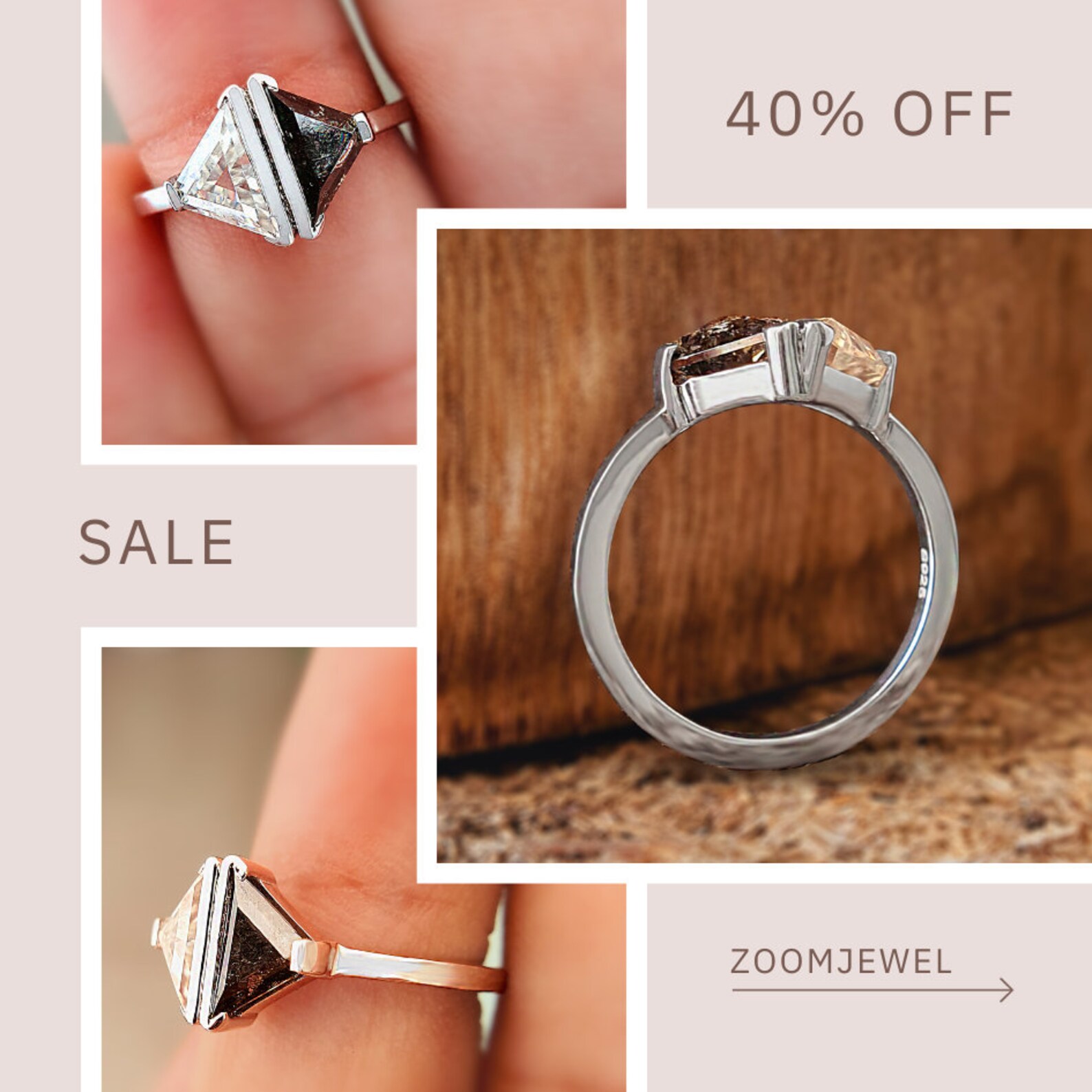 Antique Salt and Pepper Ring, Two Stone Engagement Ring, Toi Et Moi ...