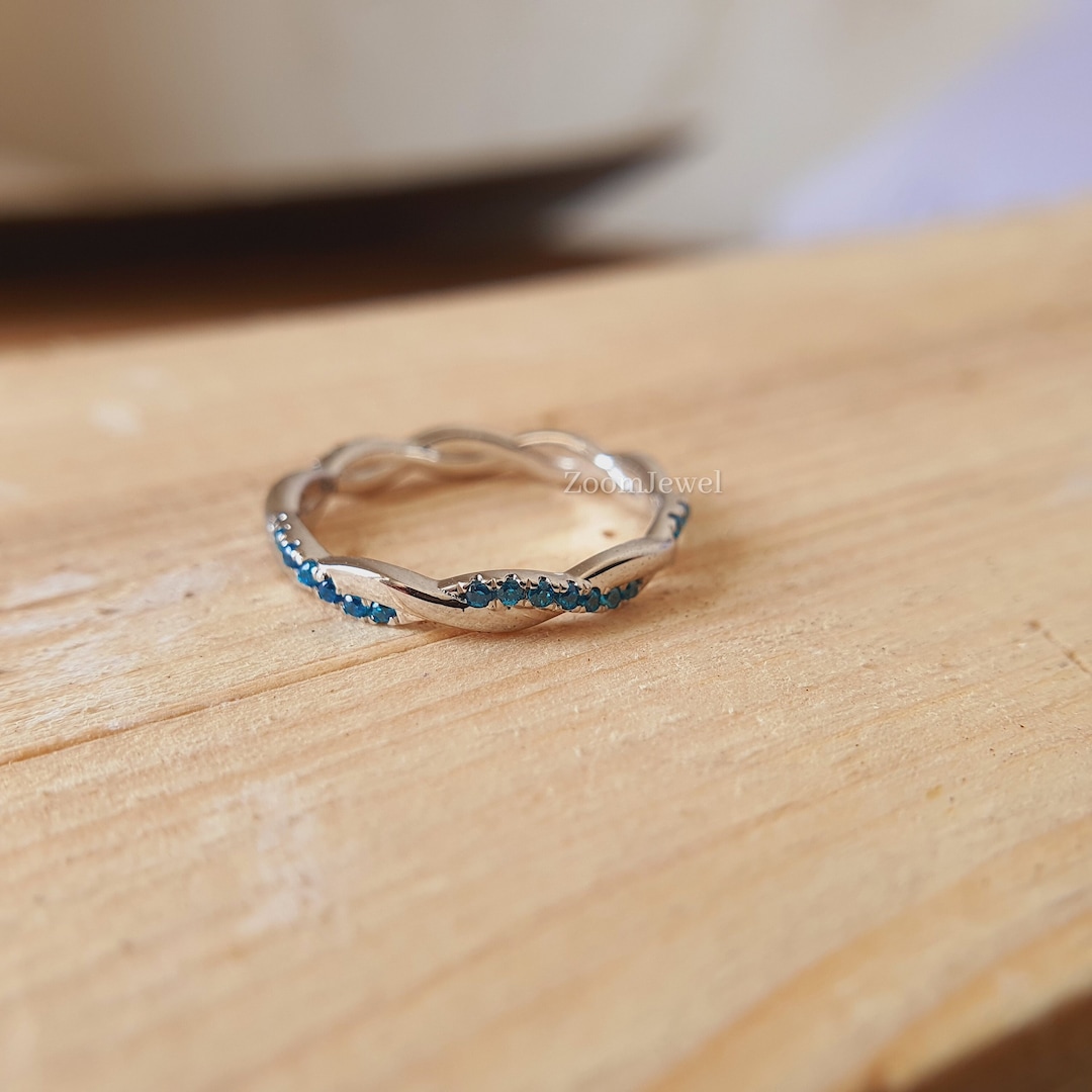 Twisted Wedding Band 14k Solid White Gold Stacking Matching - Etsy