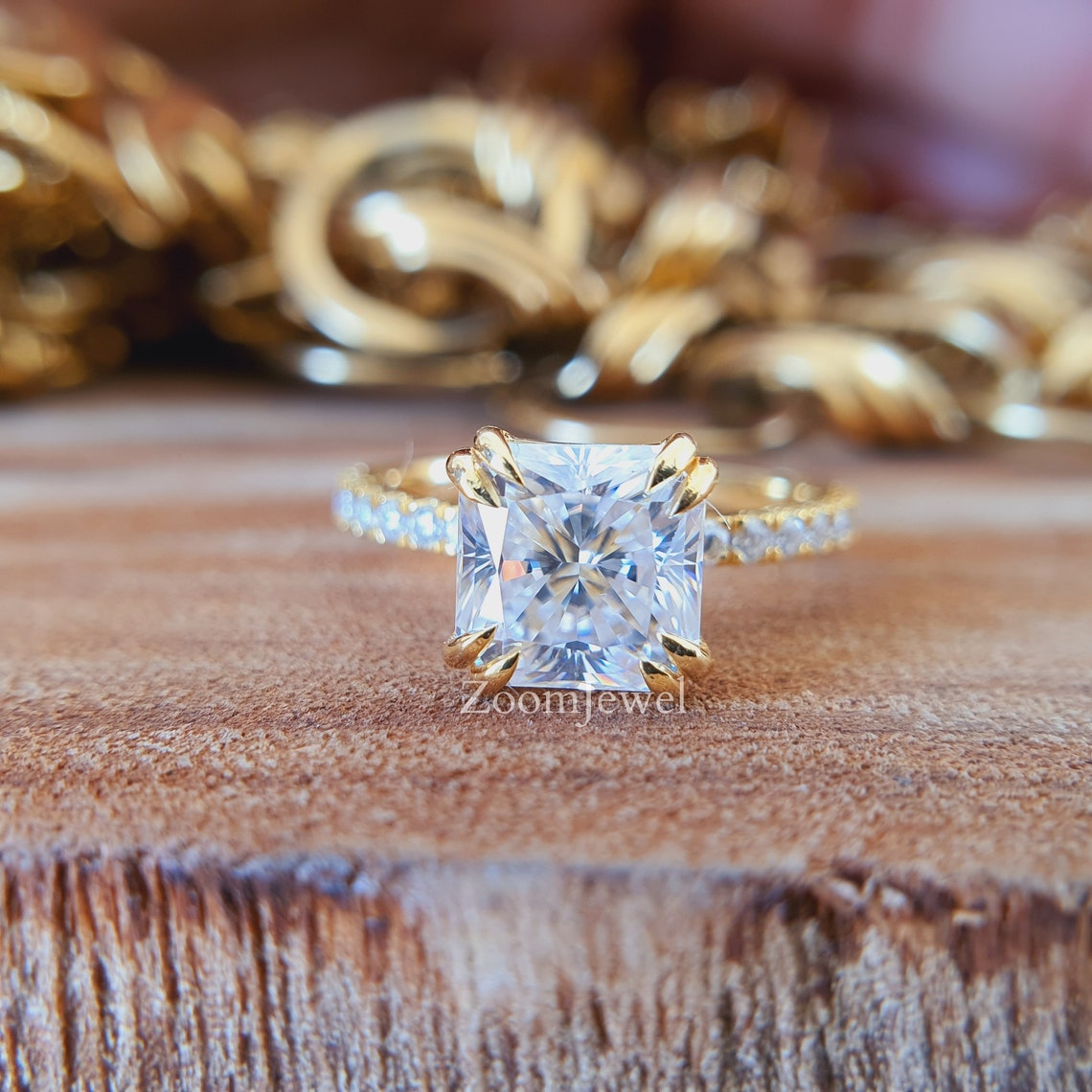 2CT Square Radiant Cut Engagement Rings Classic Double Claw - Etsy