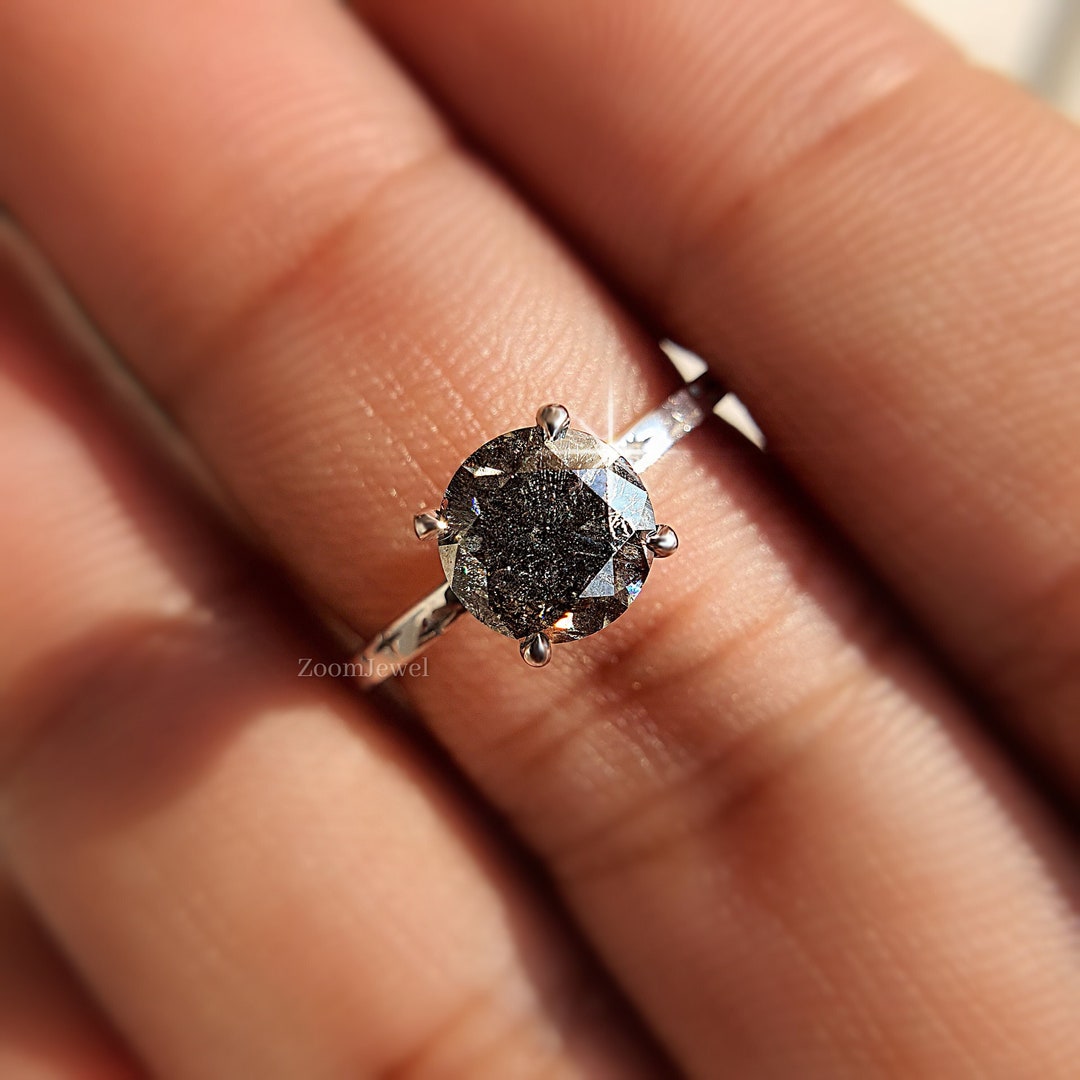 Vintage Salt and Pepper Diamond Ring, Star Wedding Band Ring, Antique ...