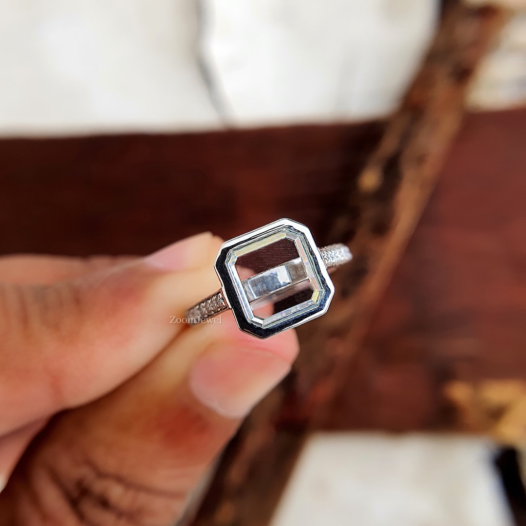 Antique Square Cut Ring| Portrait Cut Diamond Ring| 3/4 Eternity ...