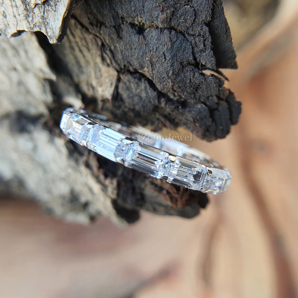 Emerald Cut Eternity Band Emerald Eternity Ring 14k White - Etsy