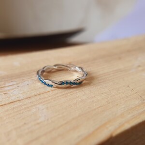Twisted Wedding Band, 14k Solid White Gold Stacking Matching Diamond ...