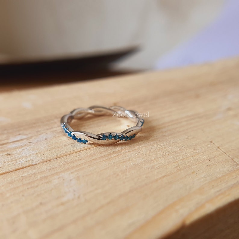 Twisted Wedding Band 14k Solid White Gold Stacking Matching - Etsy