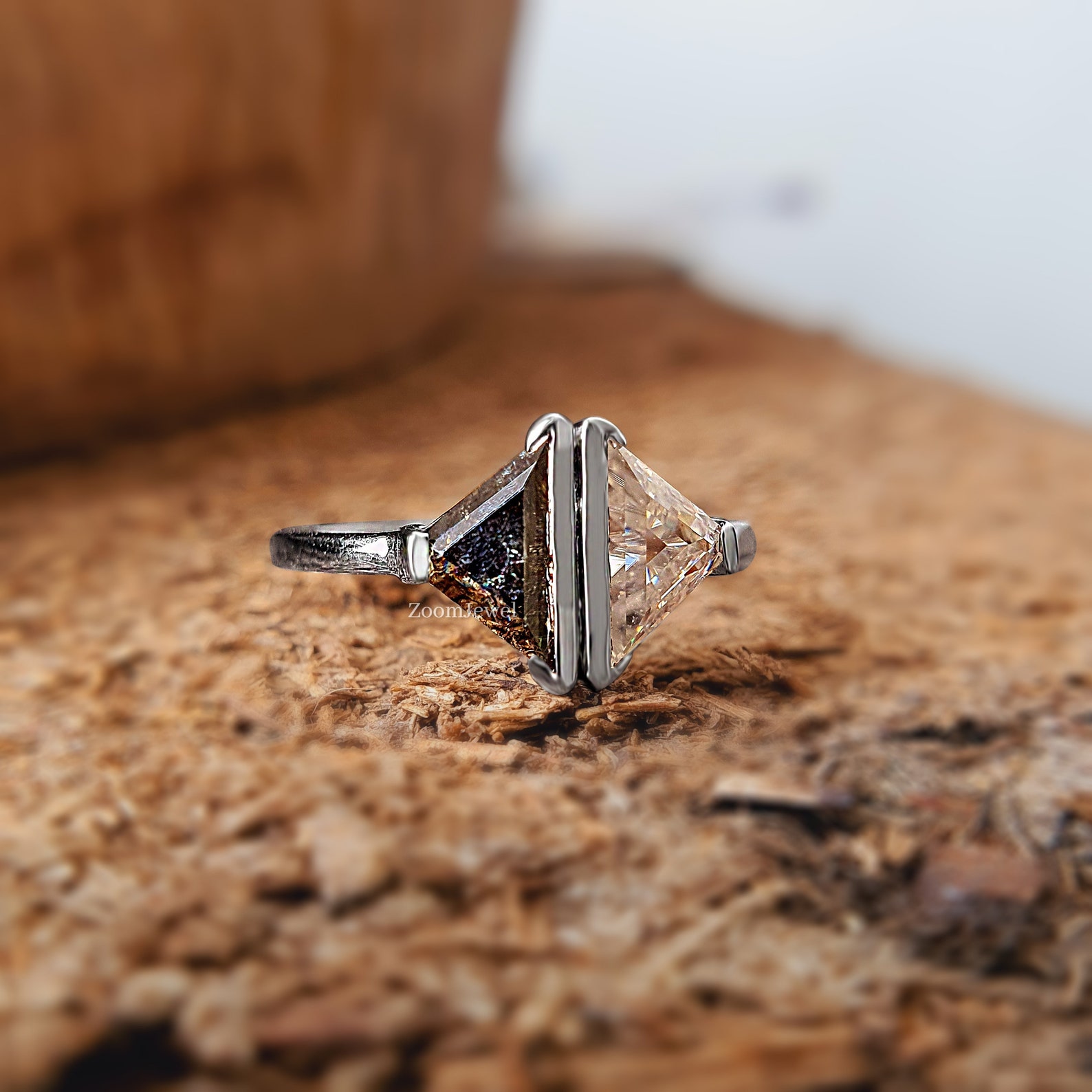 Antique Salt and Pepper Ring, Two Stone Engagement Ring, Toi Et Moi ...