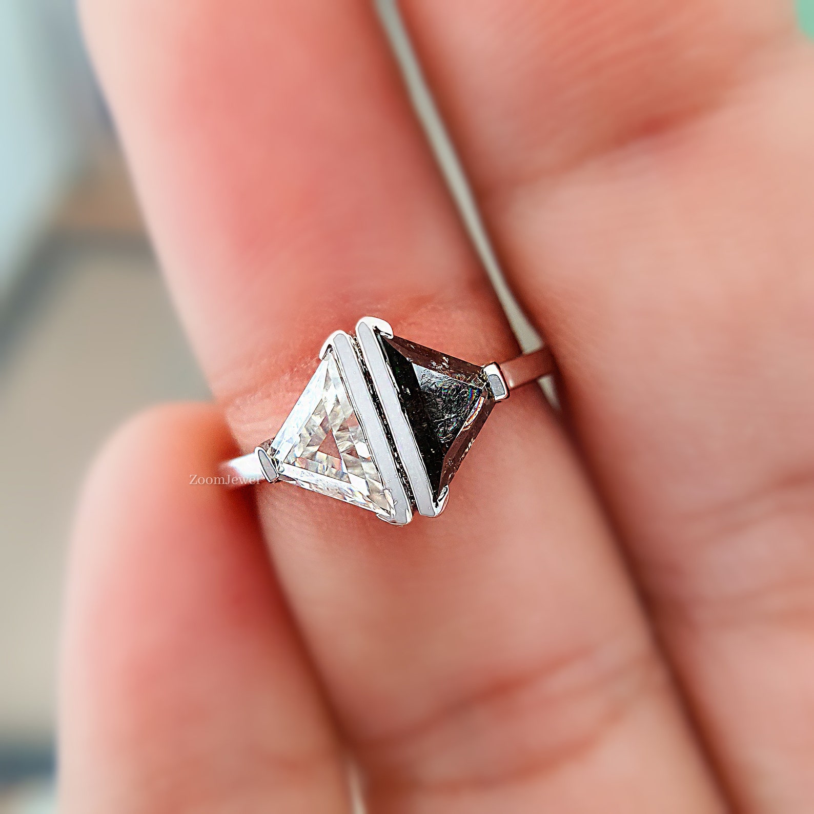 Antique Salt and Pepper Ring, Two Stone Engagement Ring, Toi Et Moi ...