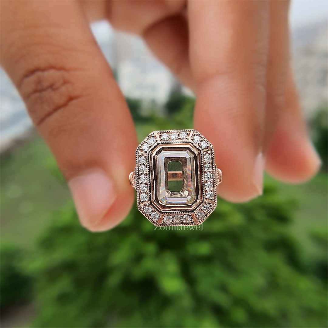 Art Deco Ring, Portrait Cut Diamond Ring, Vintage Ring, Handmade Ring ...