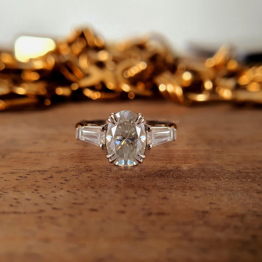 Oval Engagement Ring, Unique Three Stone Ring, Oval Cut 3 Stone ...