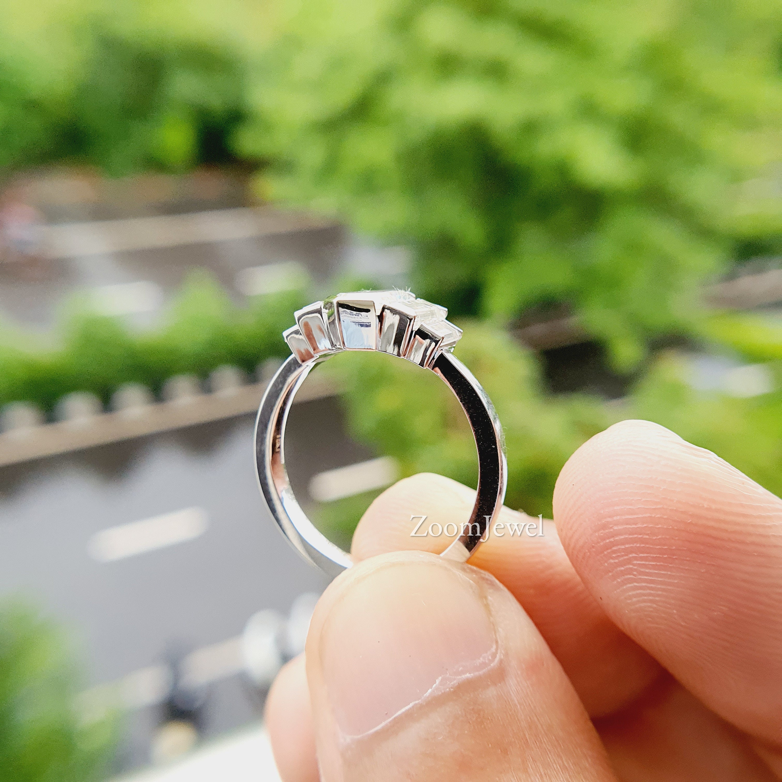 Unique Elongated Hexagon Ring Bezel Set Moissanite Ring - Etsy