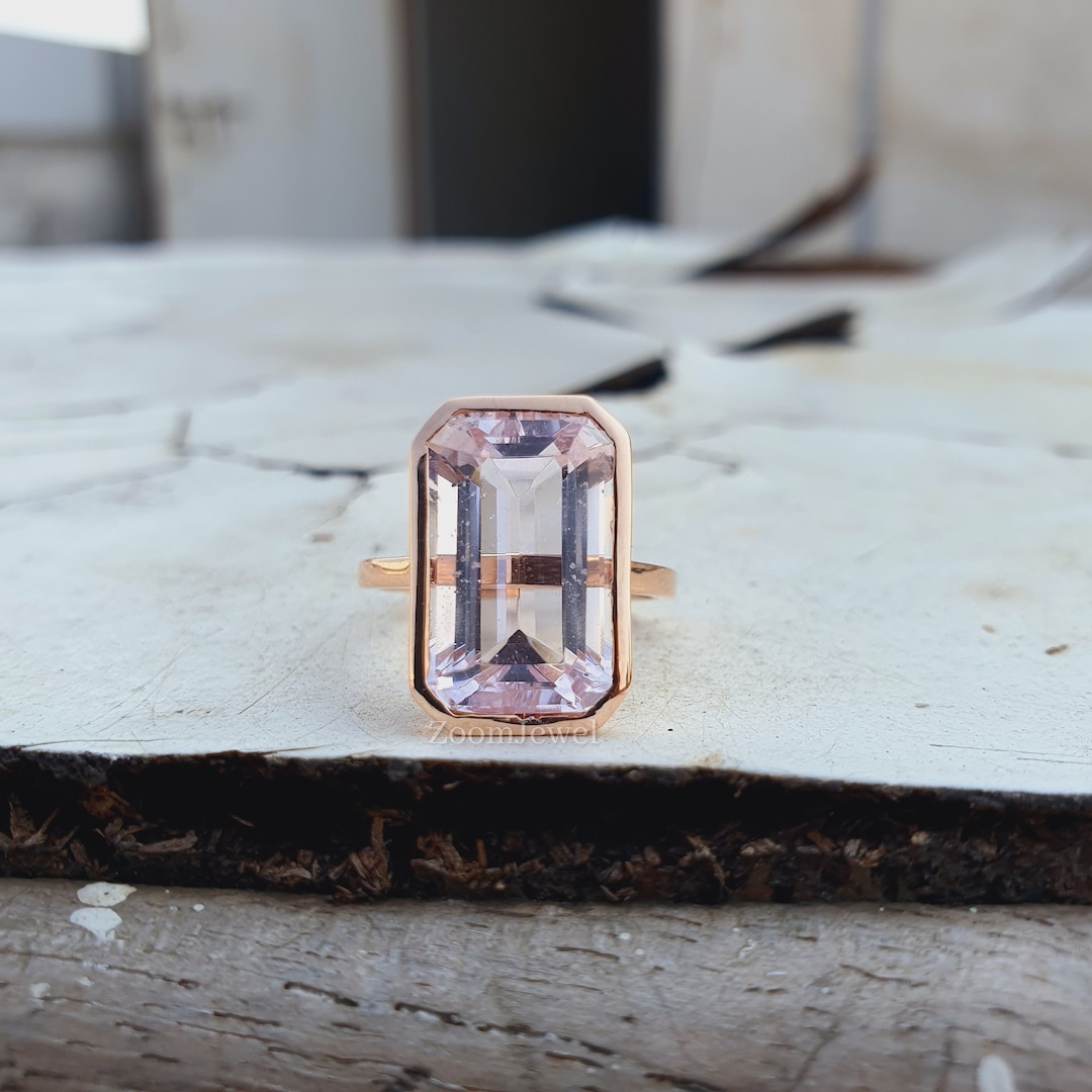 Pink Morganite Engagement Ring| Big Stone Wedding Ring| Luxury Ring Set ...