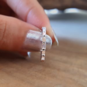 East West Baguette Ring, Half Eternity Unique Matching Band, Moissanite ...