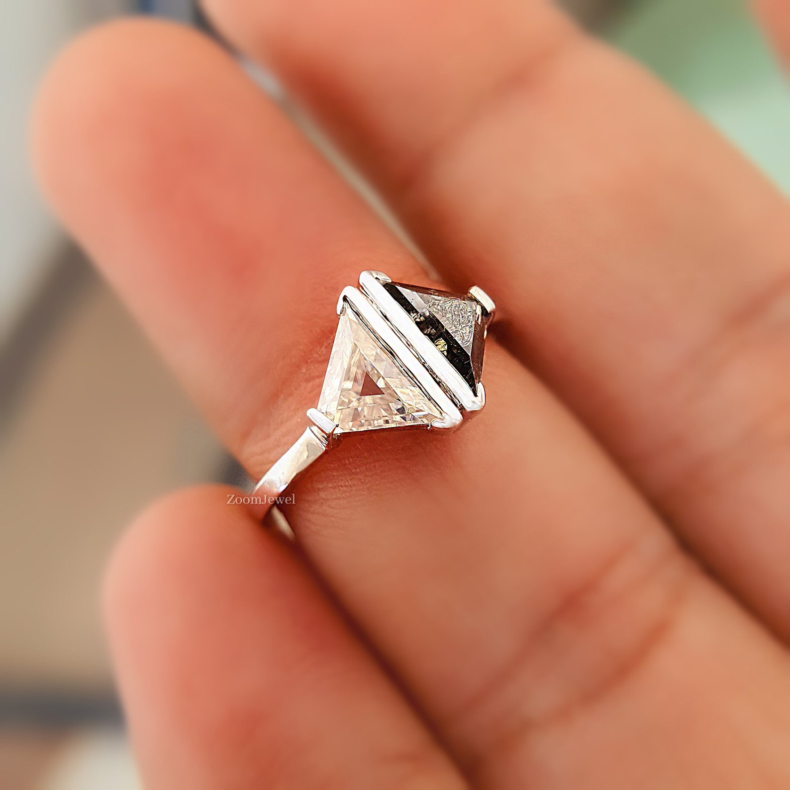 Antique Salt and Pepper Ring, Two Stone Engagement Ring, Toi Et Moi ...