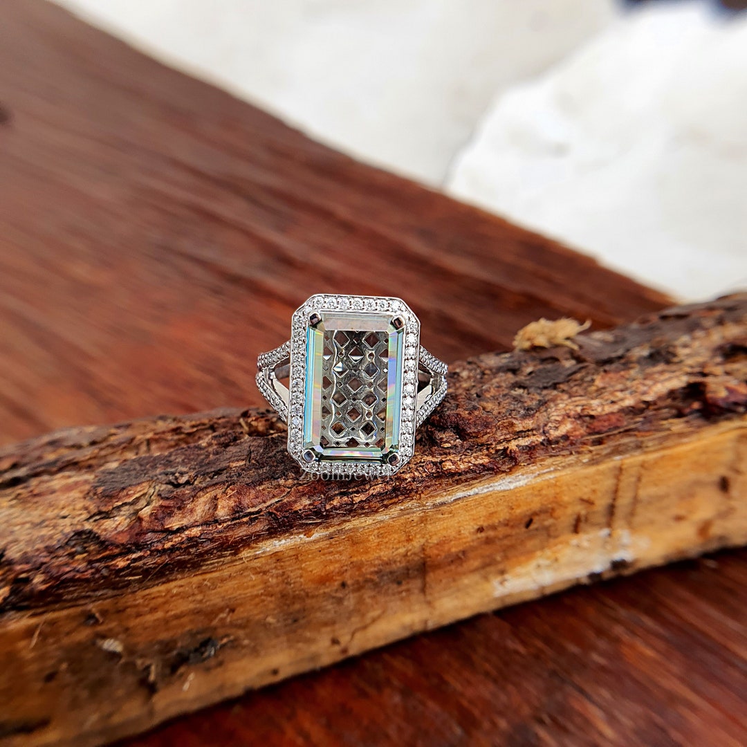 Custom Portrait Cut Diamond Ring| Moissanite Customized Wedding Ring ...