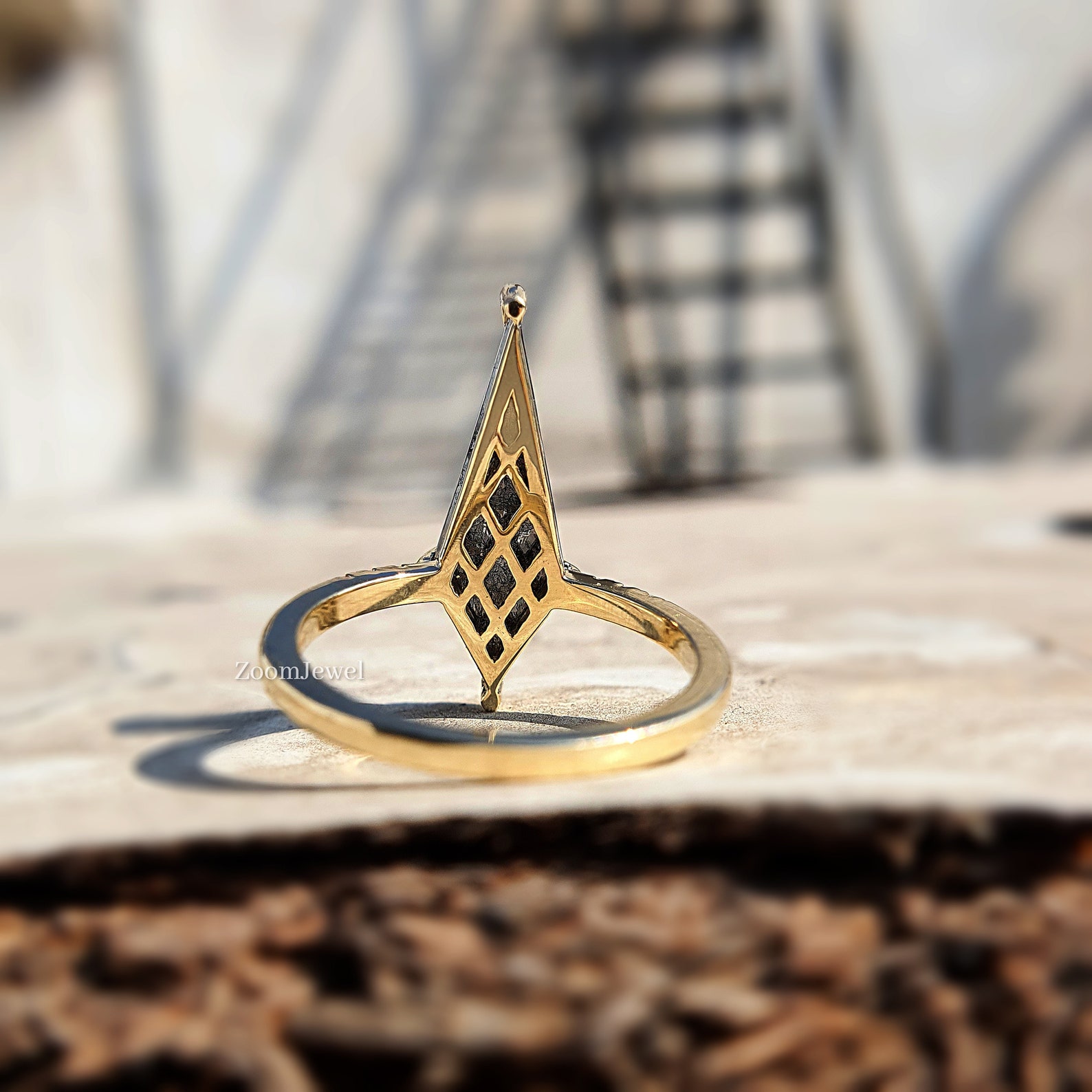 Kite Salt and Pepper Ring| Big Kite Shape Ring| Kite Cut Engagement ...