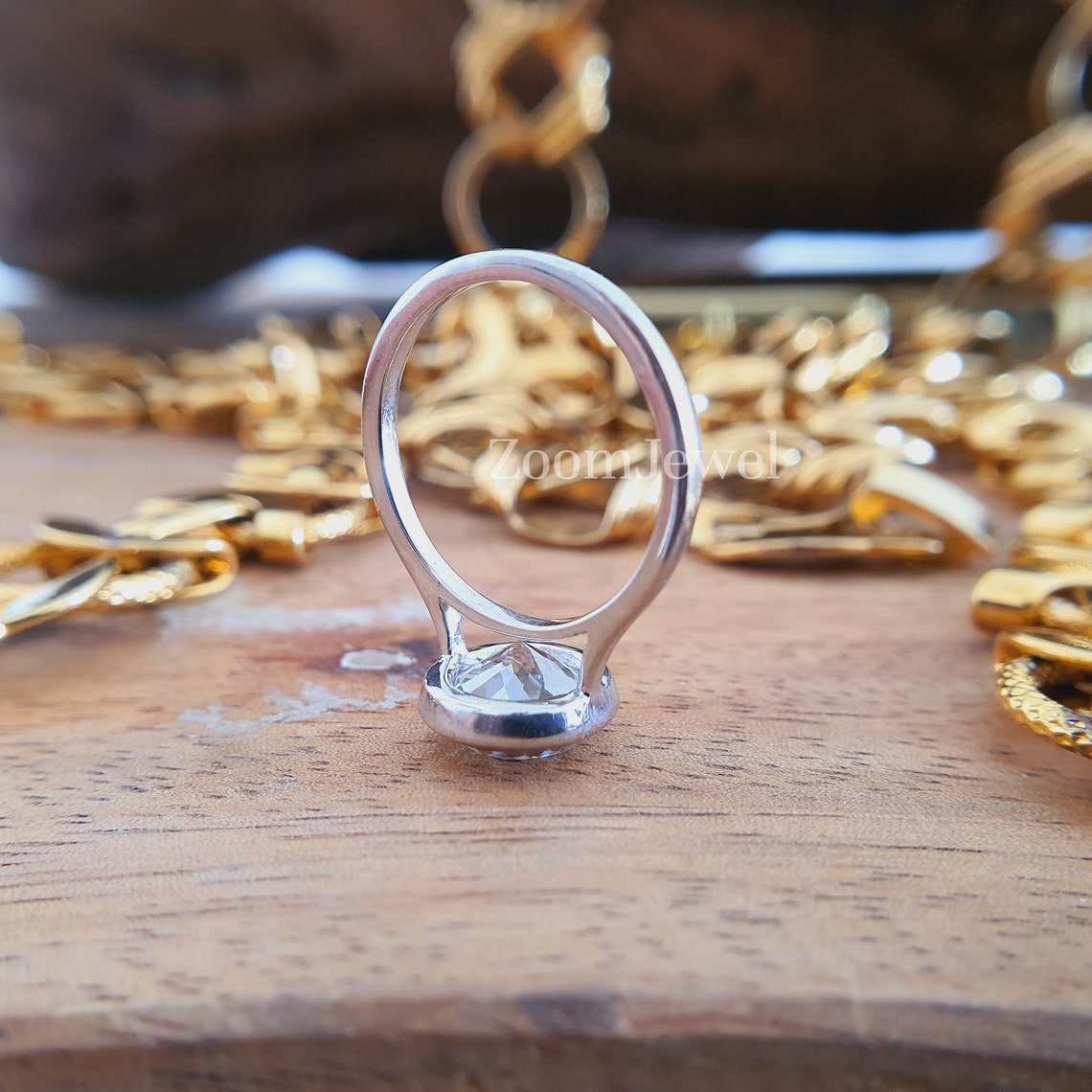 Cathedral Bezel set Engagement Ring Sparkling with Classic | Etsy