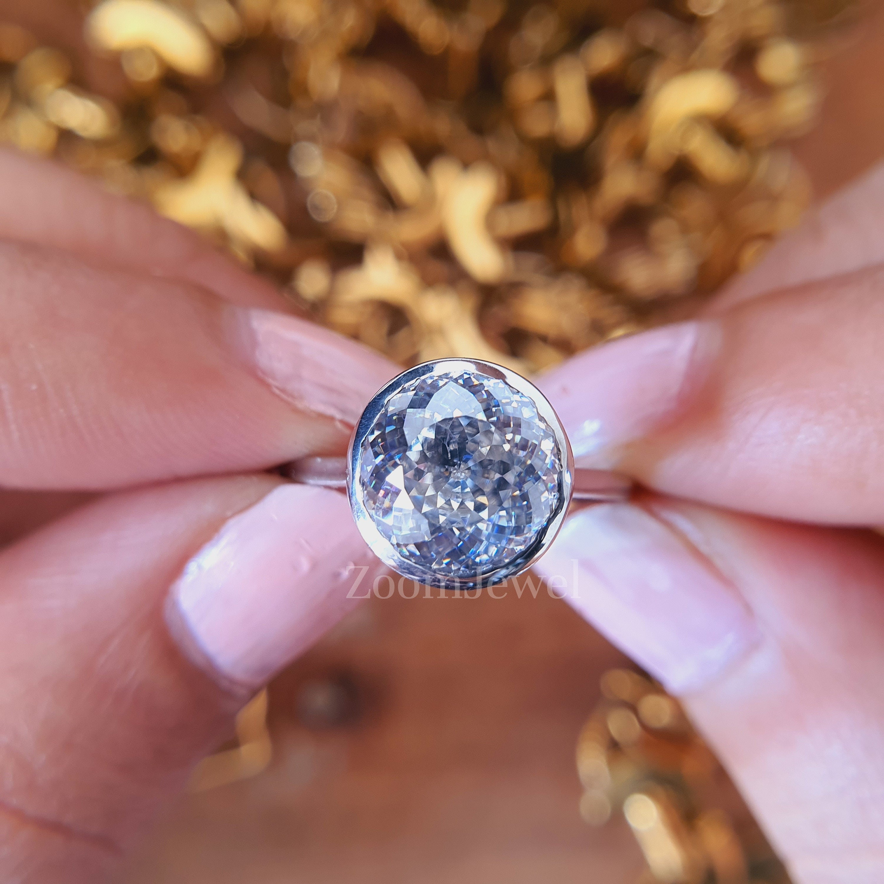 Cathedral Bezel Set Engagement Ring Sparkling With Classic - Etsy