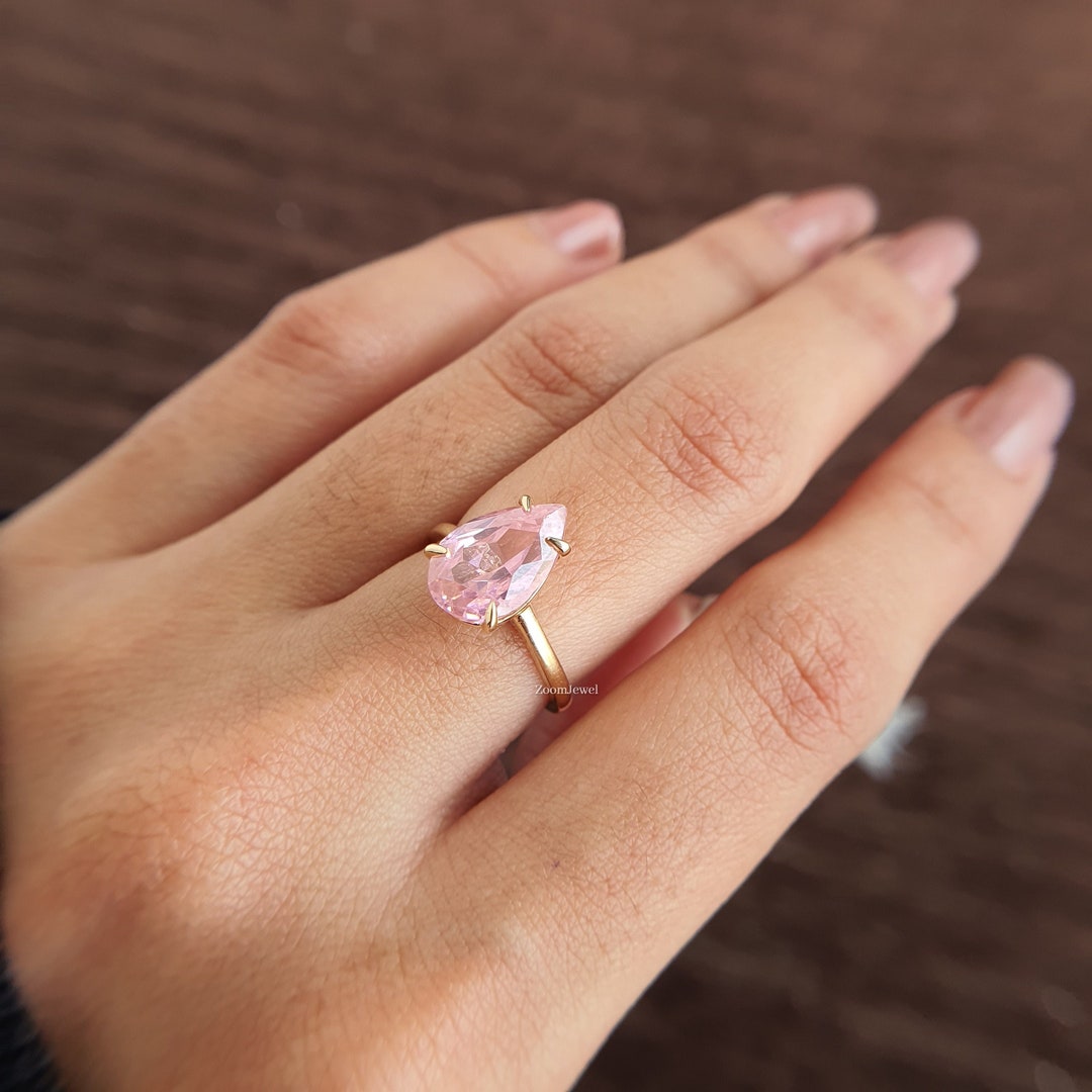 Genuine Pear Morganite Ring, Pear Shape Art Deco Engagement Ring ...