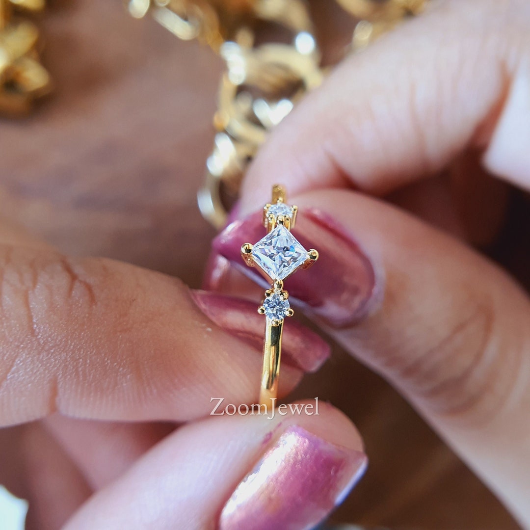 Skinny Mini Wedding Band| Princess Band Ring| Dainty Stacking Ring for ...