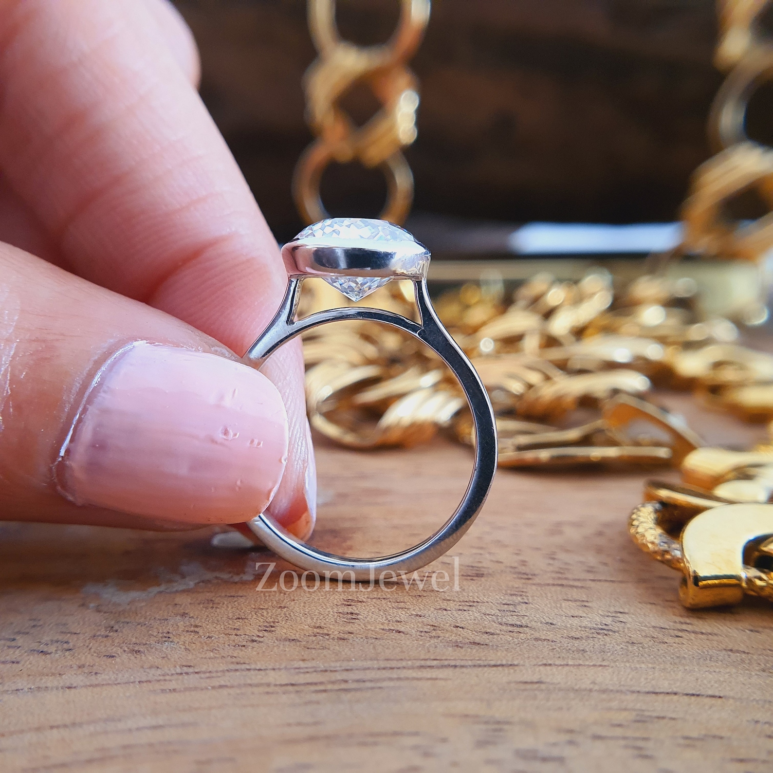 Cathedral Bezel Set Engagement Ring Sparkling With Classic - Etsy