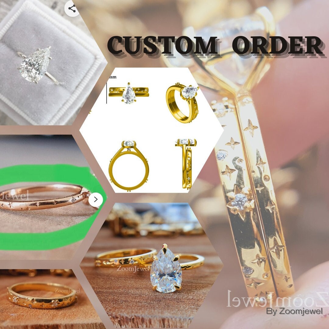 Diamond and Star Ring| 14k Gold Wedding Band| Hand Engraved Star ...