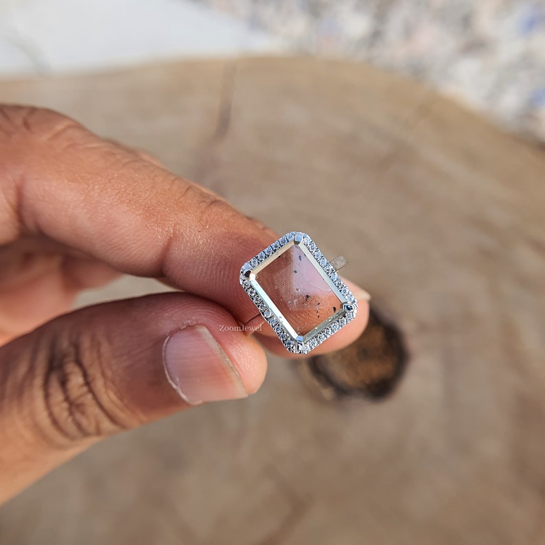 Antique Salt Anniversary Ring| Salt and Pepper Moissanite Ring| Flat ...