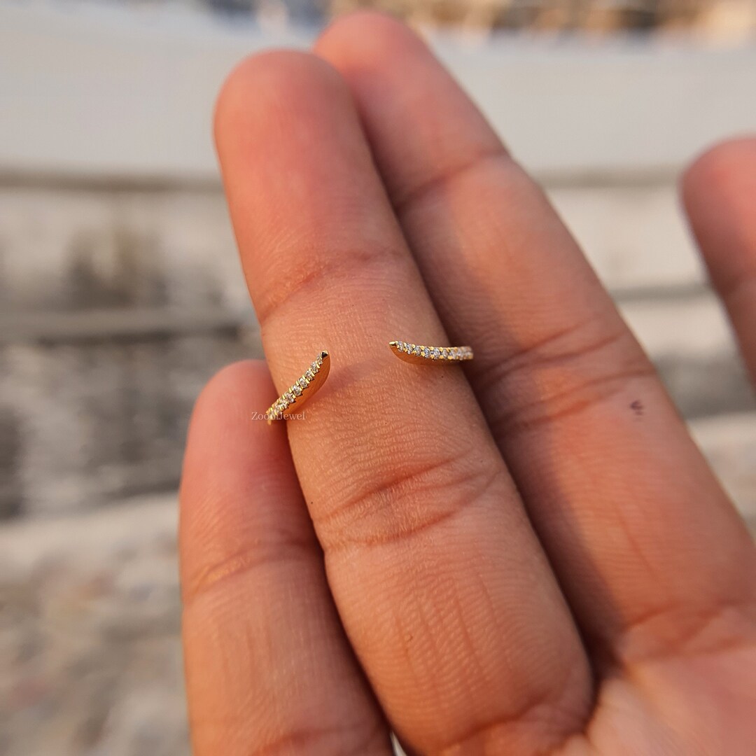 Open Wedding Band, Open Diamond Ring, Minimalist Stacking Ring ...