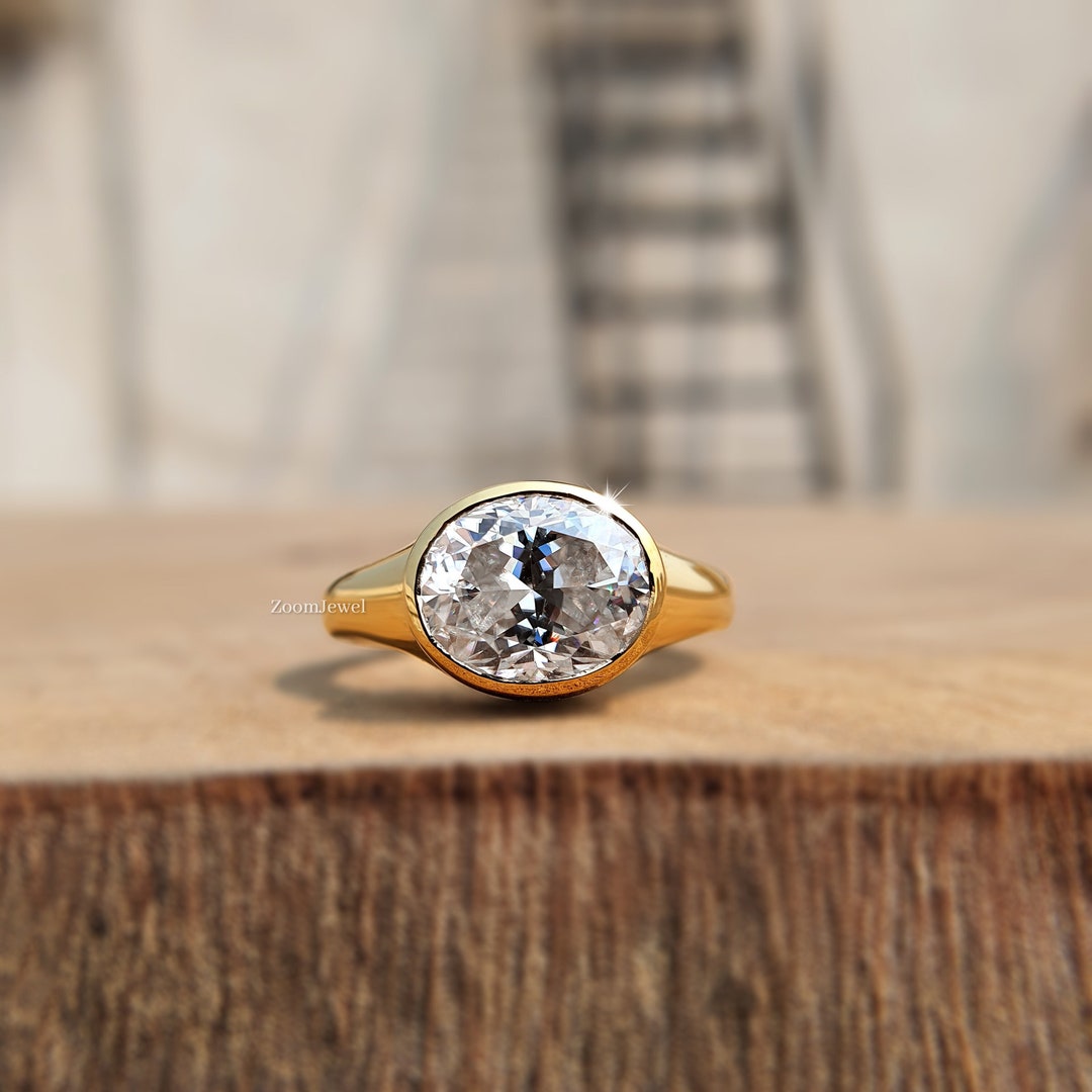 Oval Dome Ring| Solitaire Moissanite Engagement Ring| Single Diamond ...