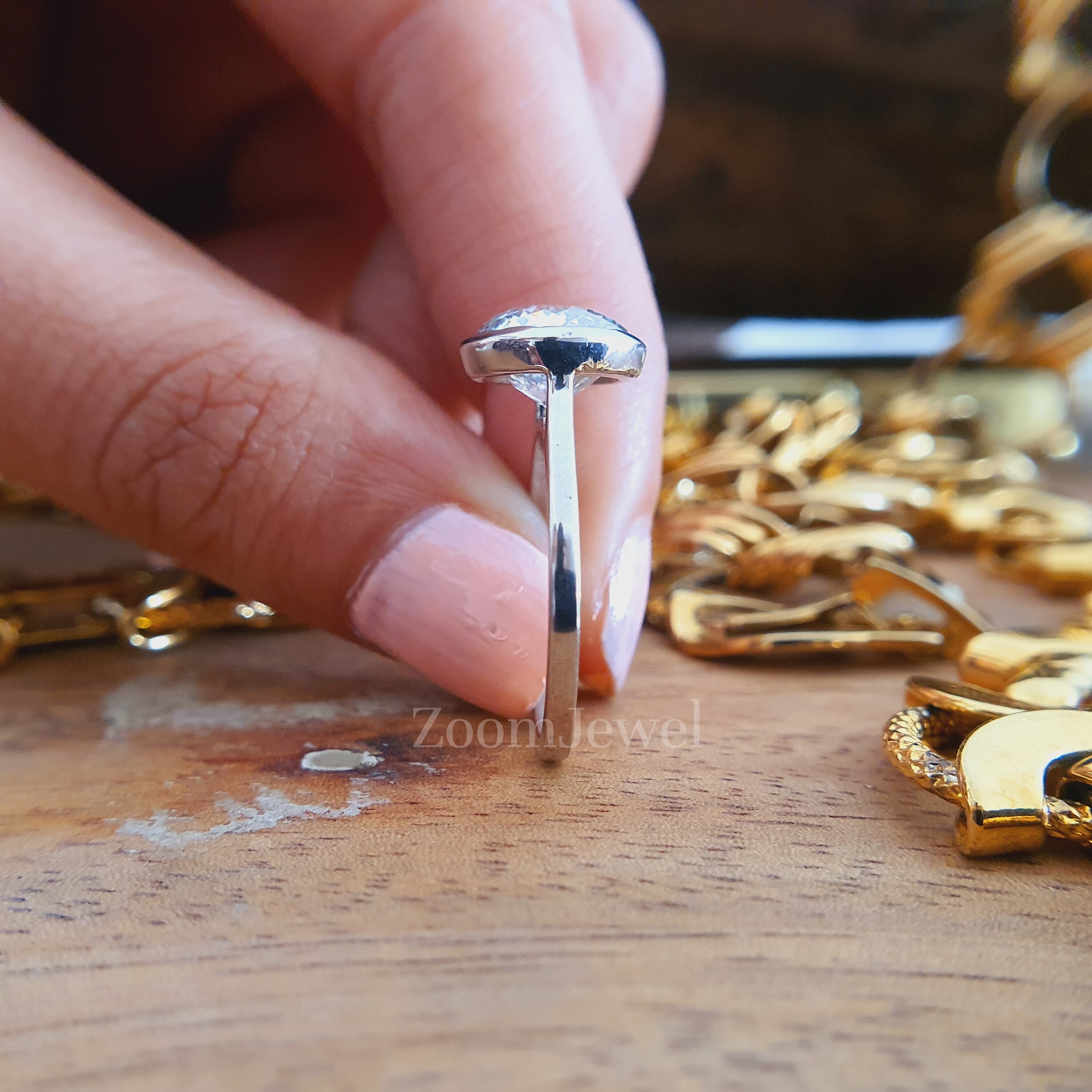 Cathedral Bezel Set Engagement Ring Sparkling With Classic - Etsy