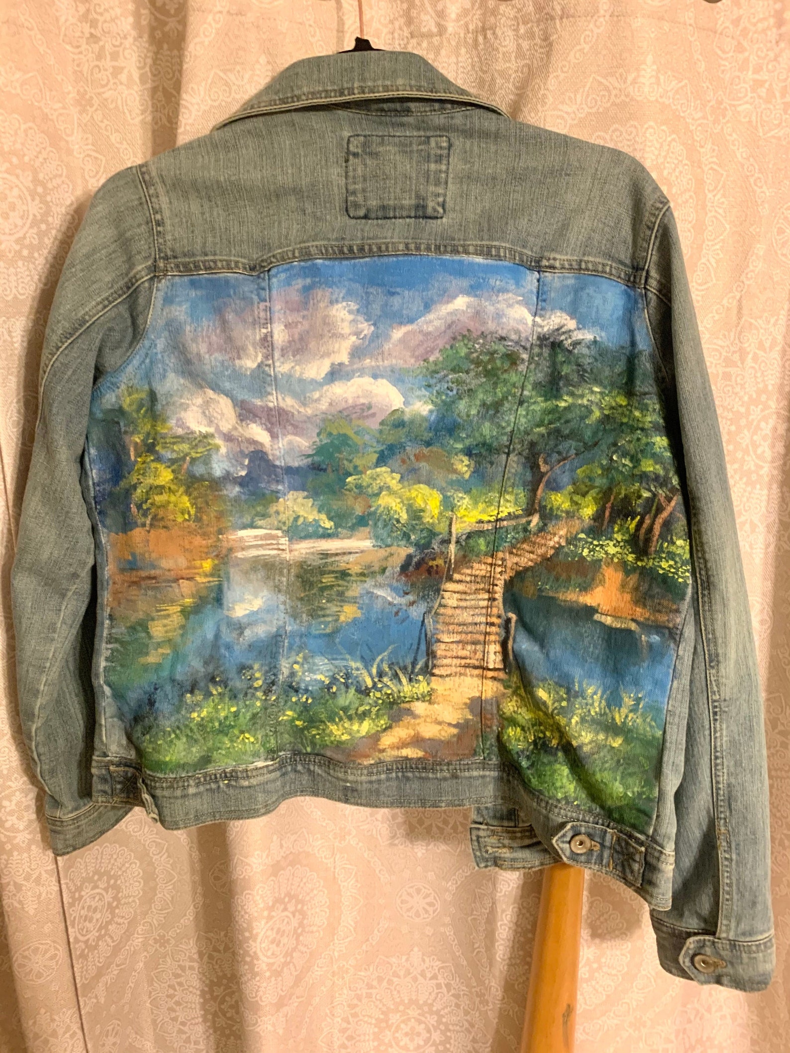 Personalized Landscape Painting Denim Jacket - Etsy