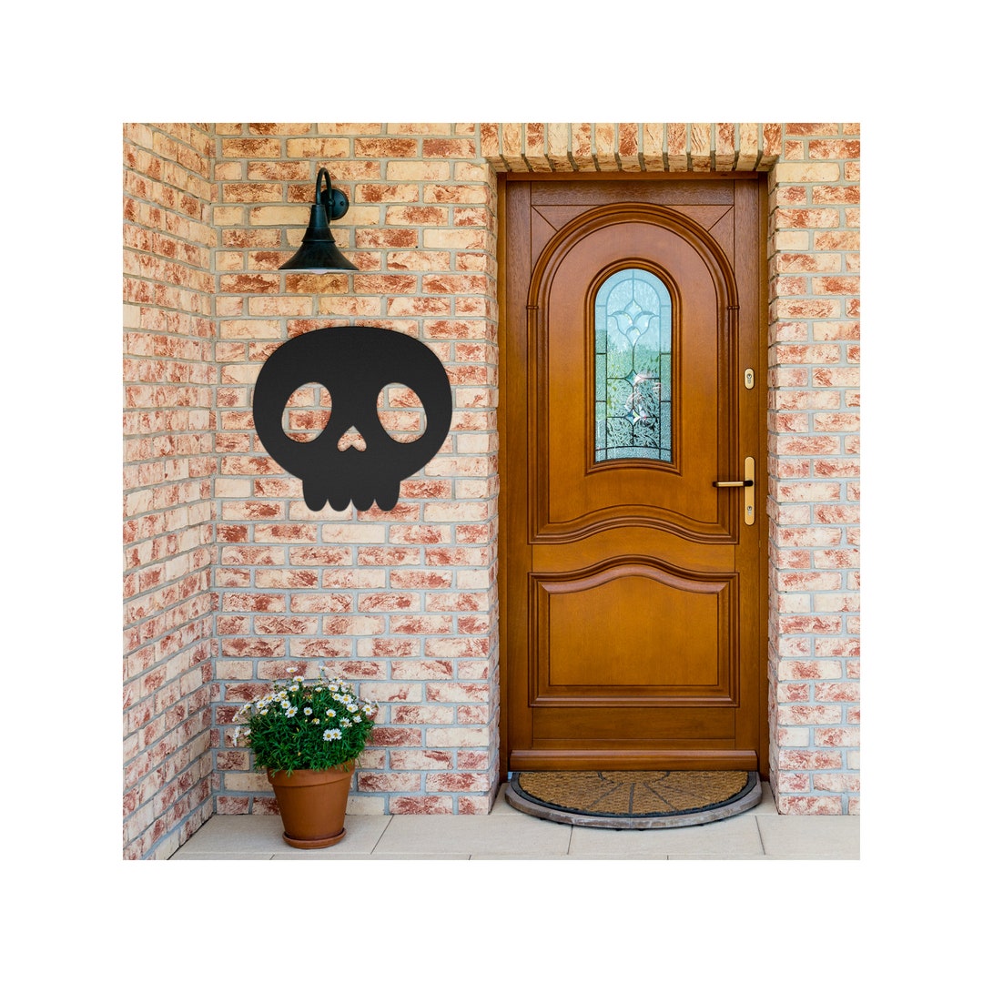 Skull Metal Wall Art - Halloween Outdoor Home Decor, Gothic Skeleton ...