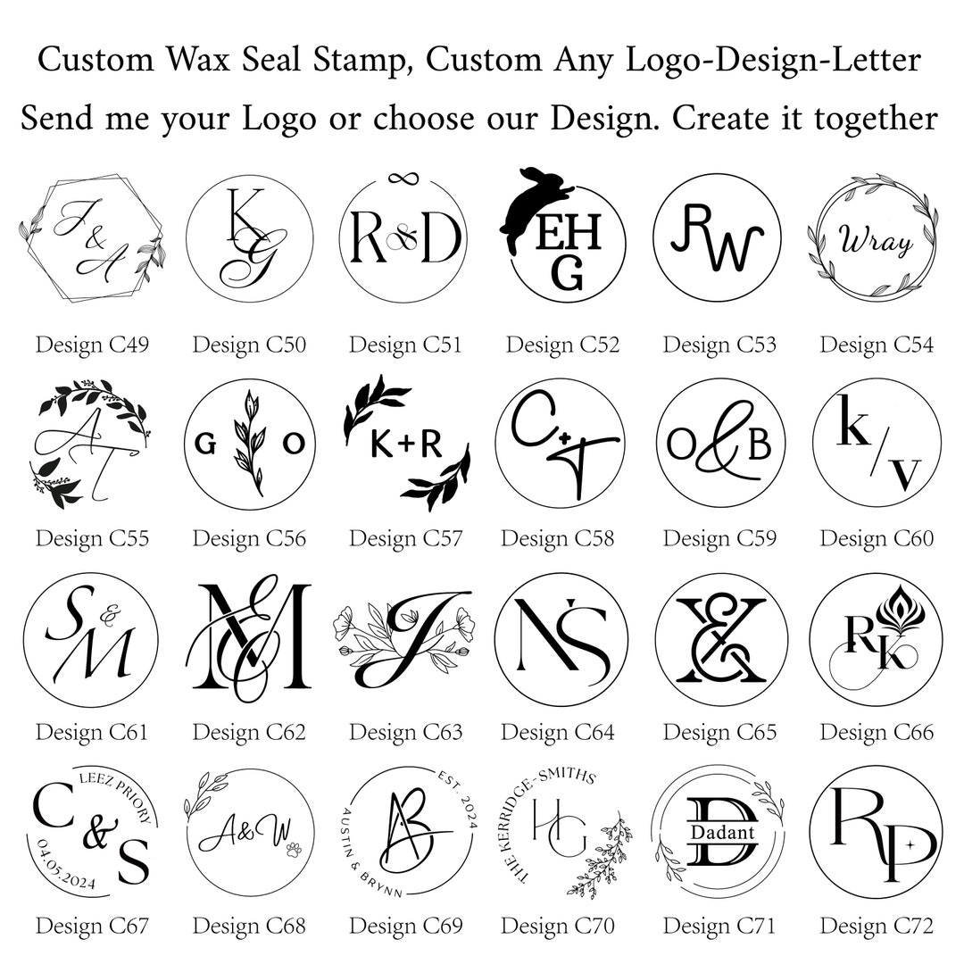 Custom Initial Logo Wax Seal Stamp, Interlocking 2 Letter Monogram Wax ...