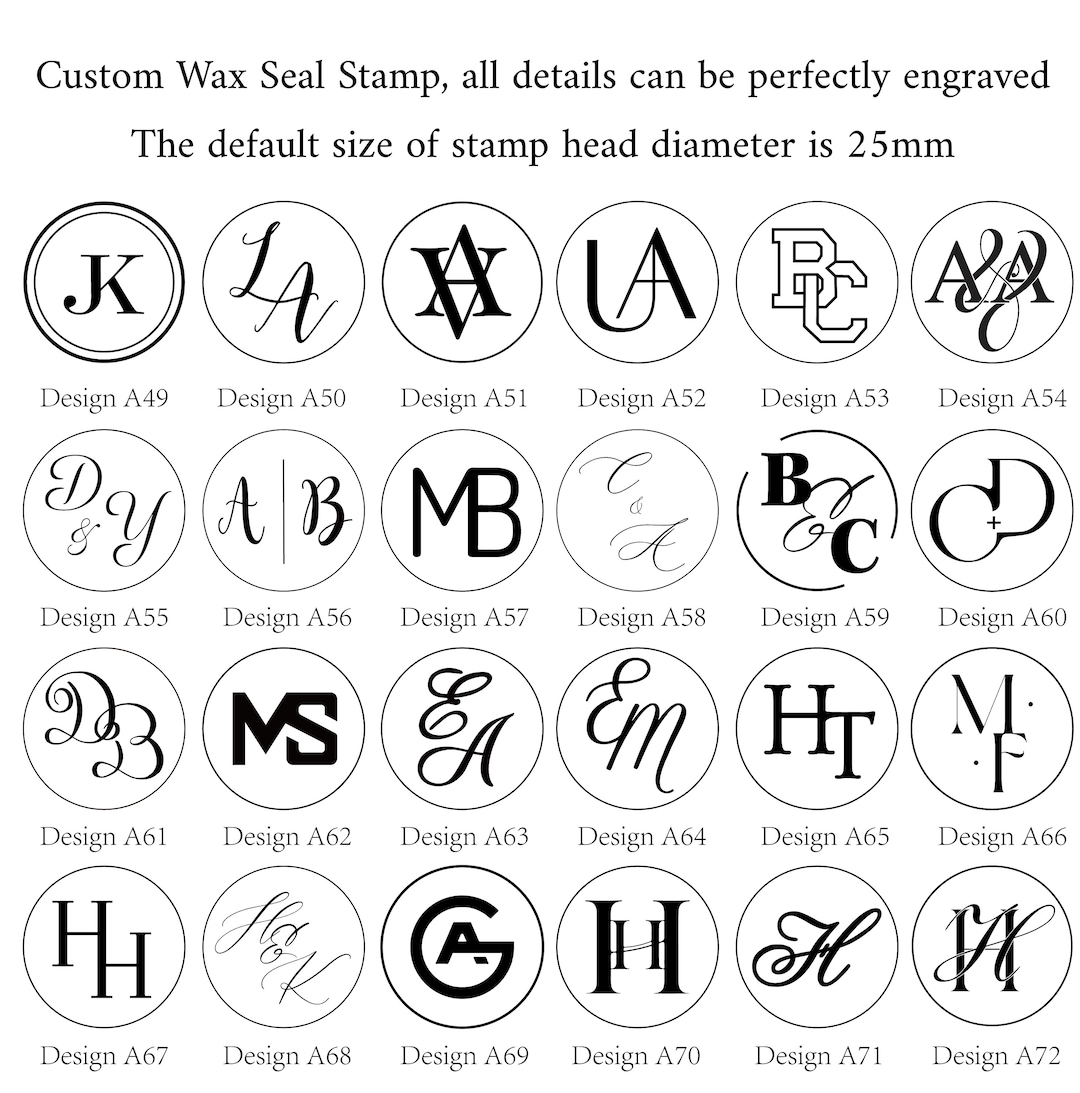 Custom Couples Initials Logo Wax Seal Stamp, Interlocking 2 Letter ...