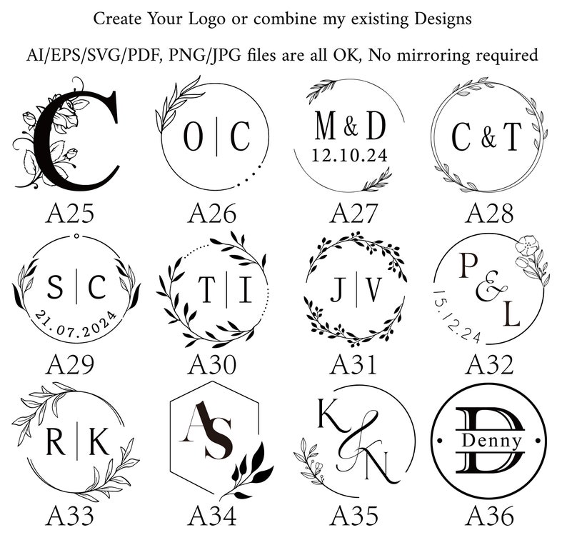 Custom Initial Logo Wax Seal Stamp Set for Wedding Invitation - Etsy