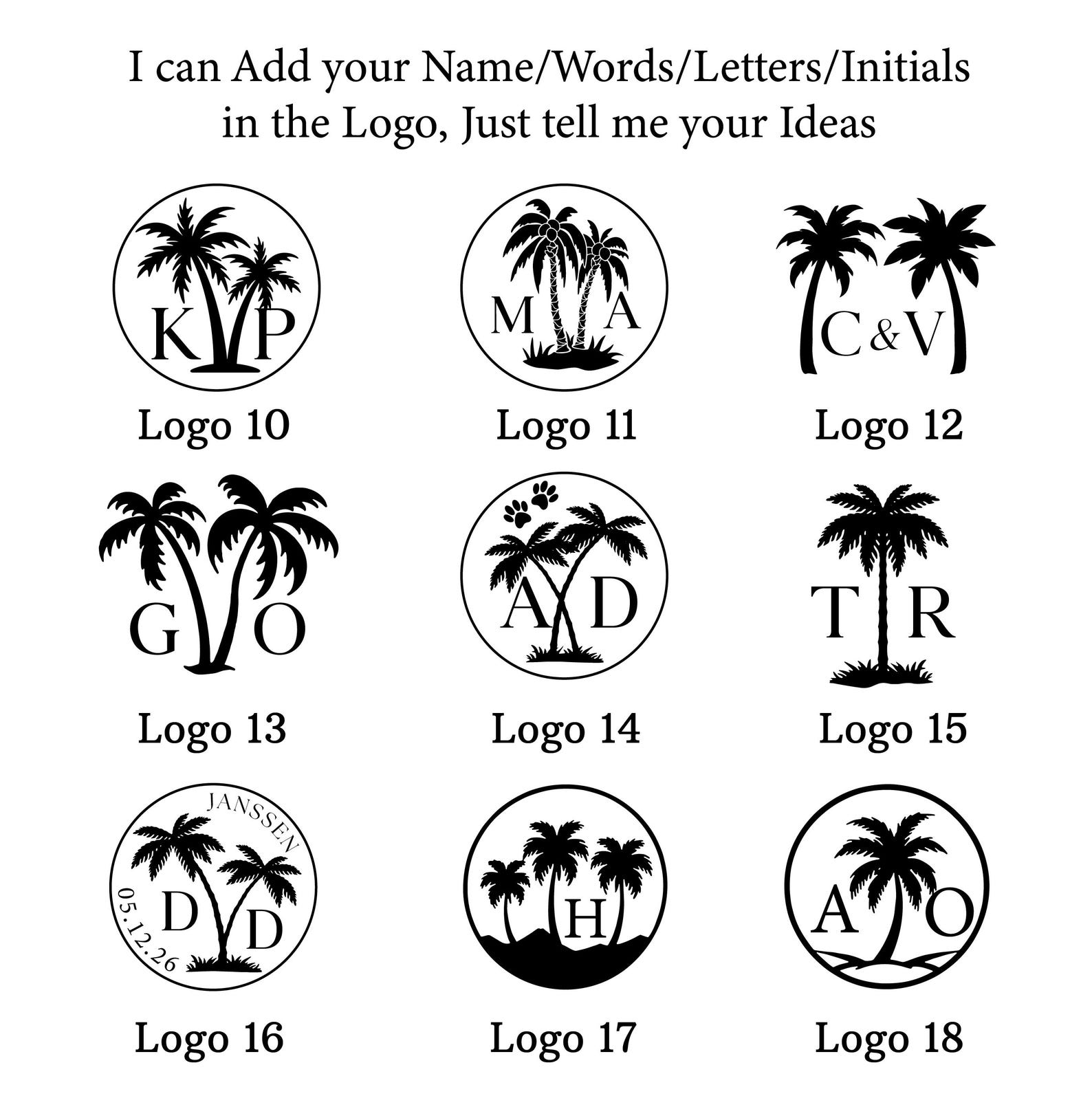 Palm Tree Monogram Wax Seal Stamp, Coconut Tree Logo Wax Seal, Palm ...