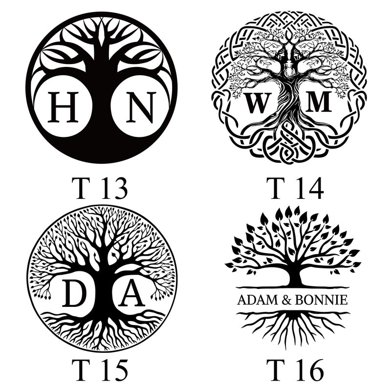Tree With Initials Svg - Etsy
