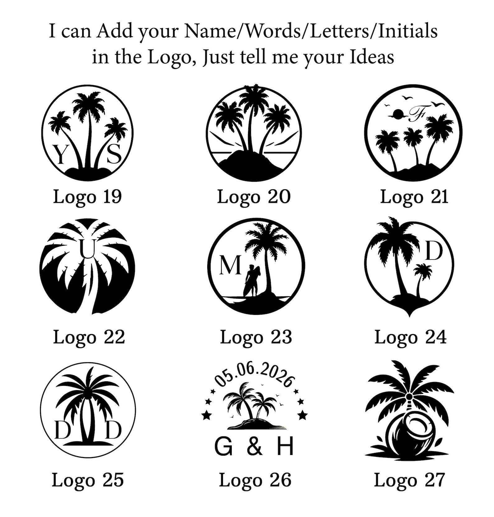 Palm Tree Monogram Wax Seal Stamp, Coconut Tree Logo Wax Seal, Palm ...