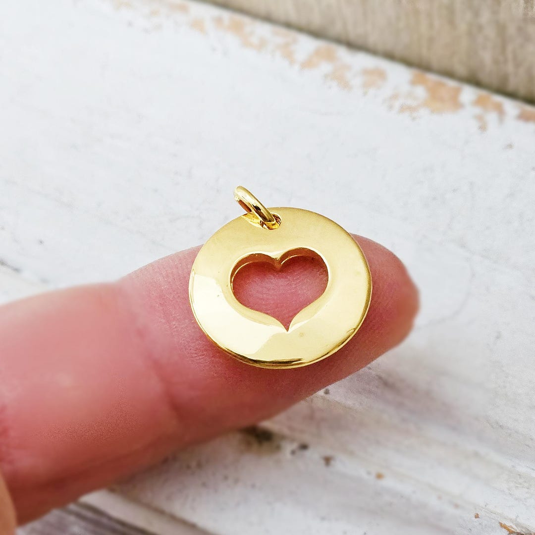 Heart Gold-plated Pendant With Eyelet Charm Brass Charms Bracelet ...