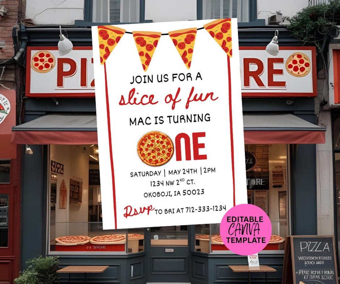Editable "slice of Fun" Birthday Invite - Etsy