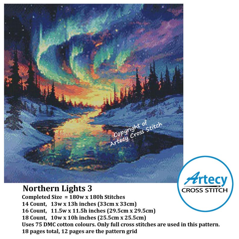 Northern Lights Cross Stitch Pattern Bundle: Aurora Borealis (DMC PDF ...