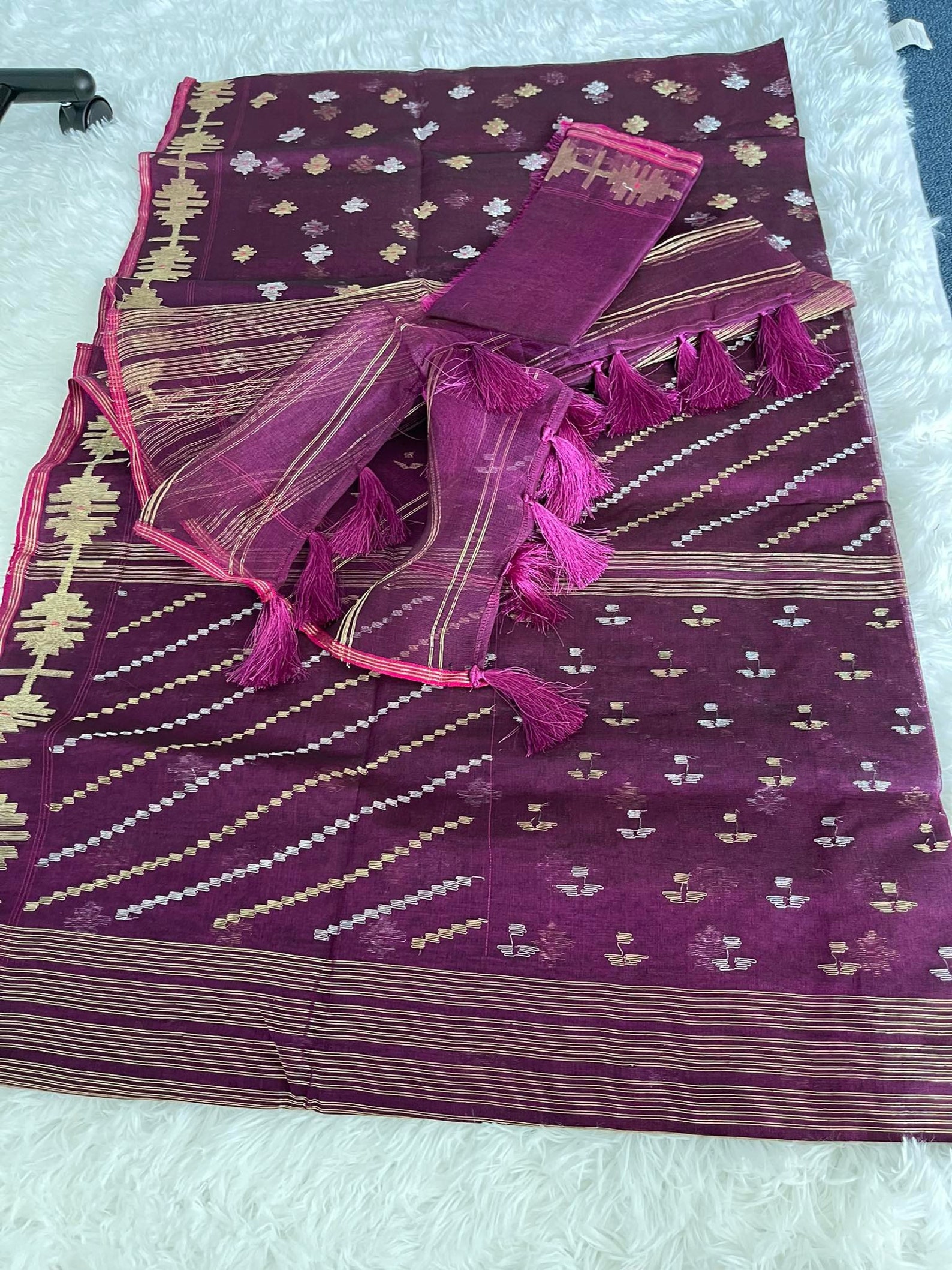 Handloom Muslin Dhakai Half Silk Jamdani Saree With Tarcel - Etsy