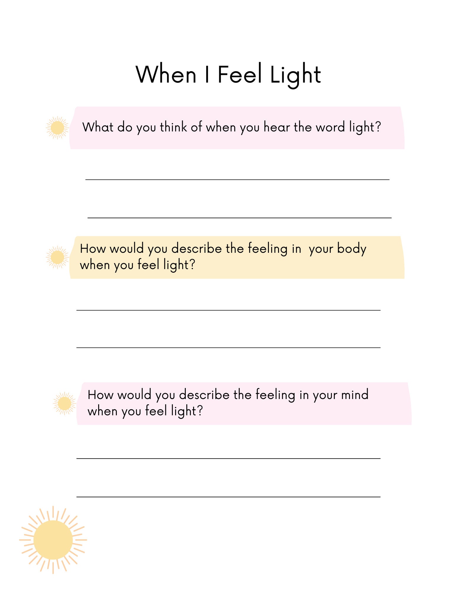 Social Emotional Learning Lesson-emotional Health-light and Dark ...