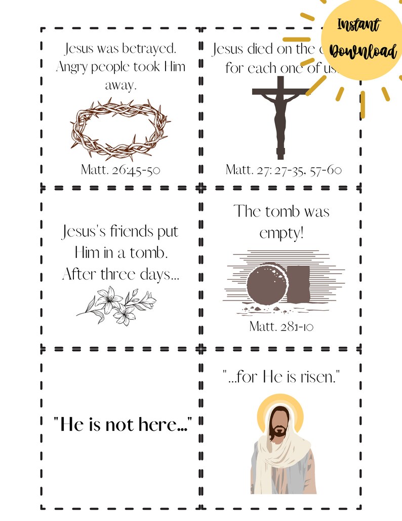 The Easter Story Cards-instant Download-printable-bible Verses - Etsy