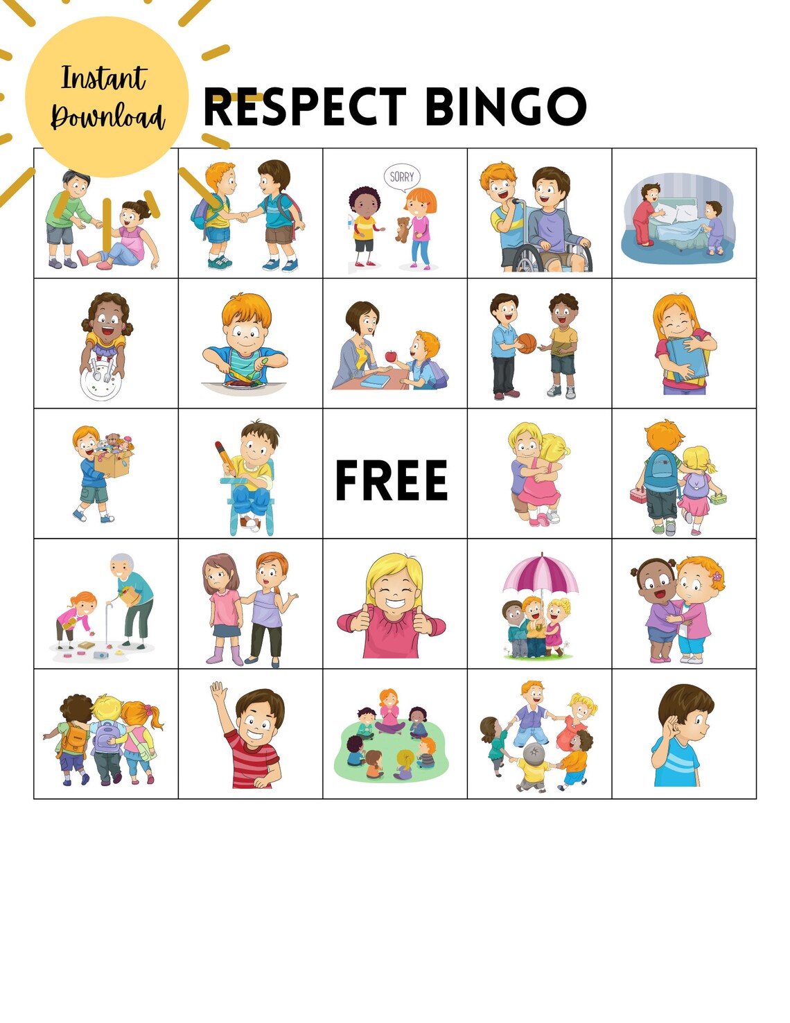 Respect BINGO Game - Etsy